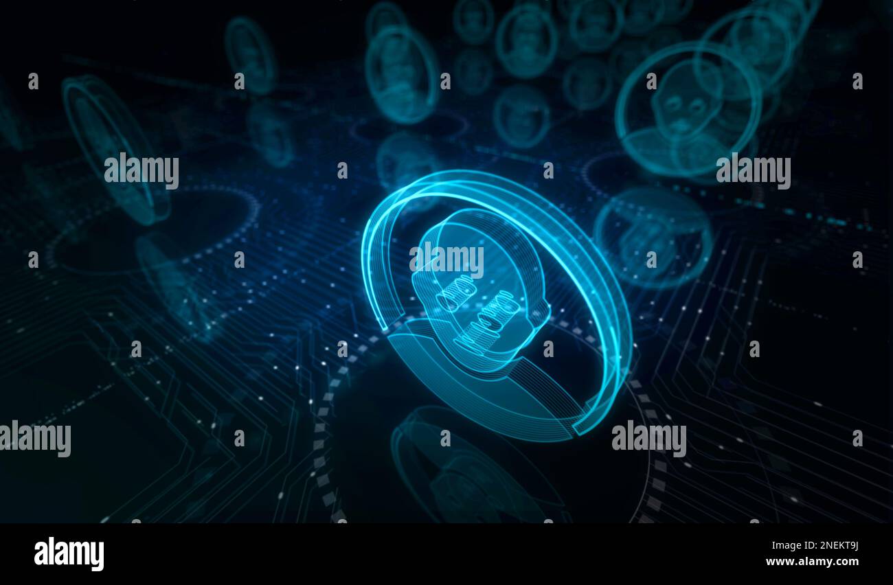 Social media chat face and artificial intelligence head symbol digital ...