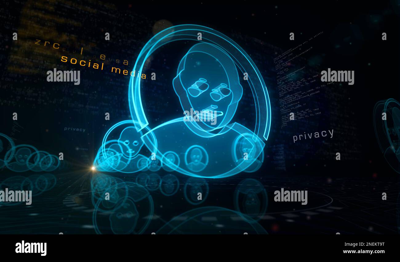 Social media chat face and artificial intelligence head symbol digital ...