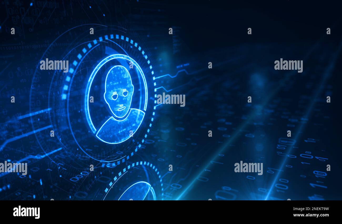 Social media chat face and artificial intelligence head symbol digital ...