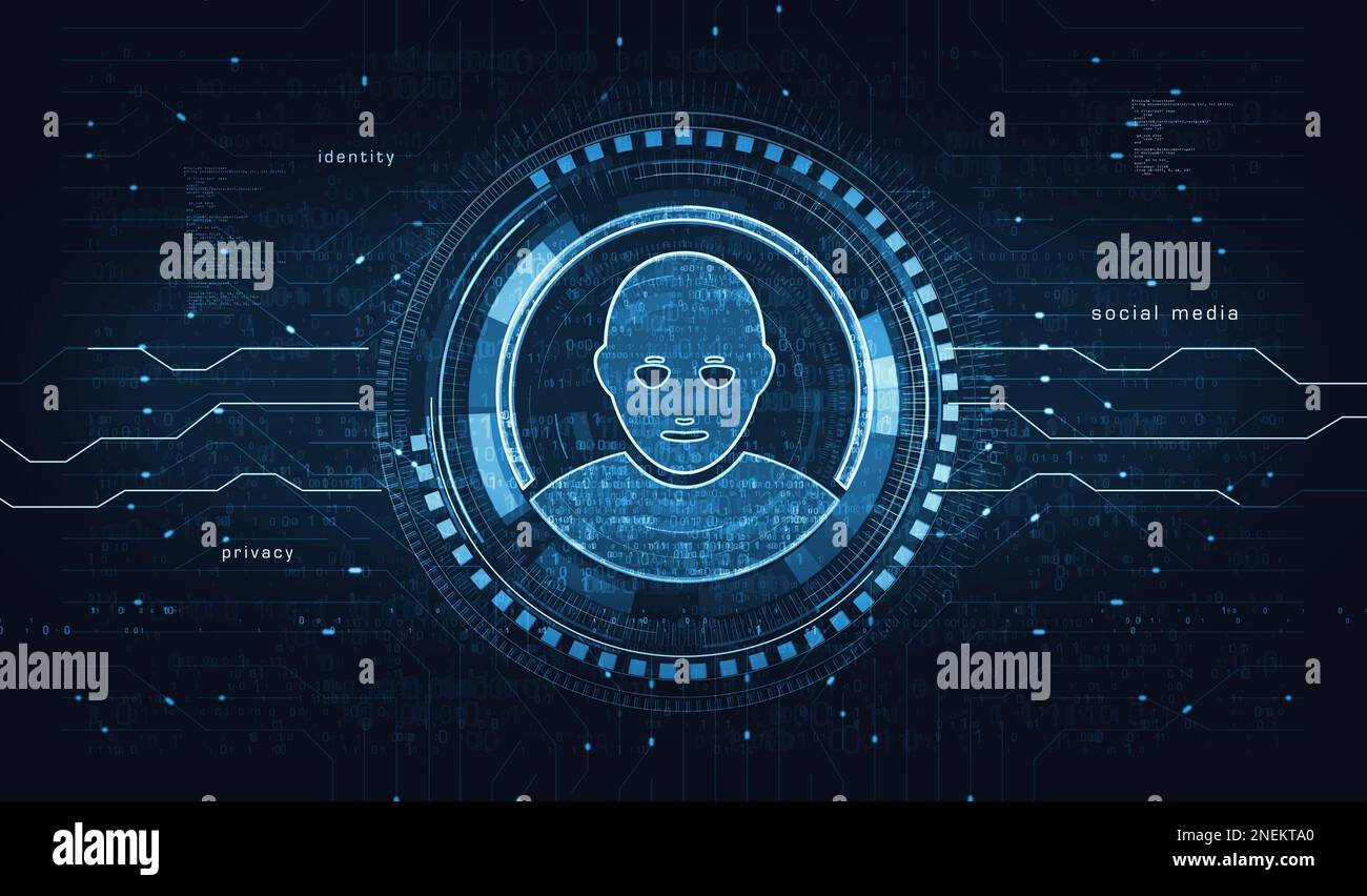 Social media chat face and artificial intelligence head symbol digital ...