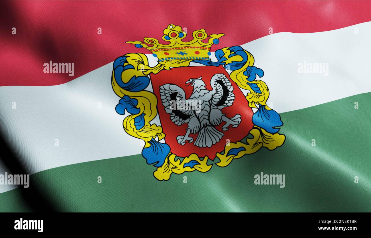 3D Illustration of a waving Hungary city flag of Szentgotthard Stock ...