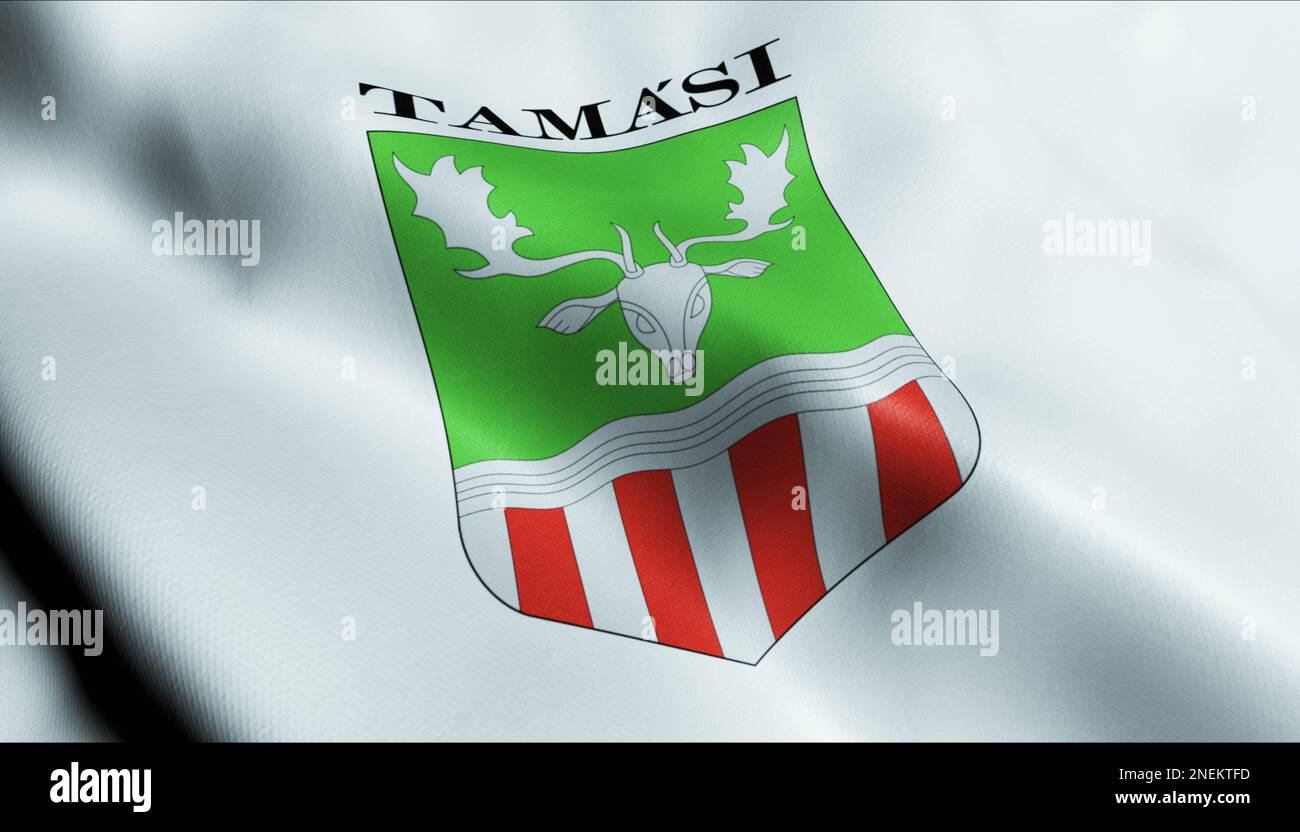 3D Illustration of a waving Hungary city flag of Tamasi Stock Photo - Alamy