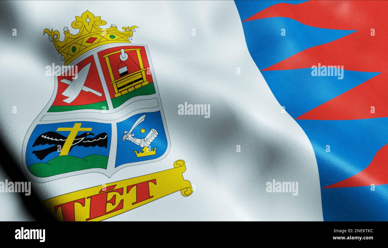 3D Illustration of a waving Hungary city flag of Tet Stock Photo - Alamy