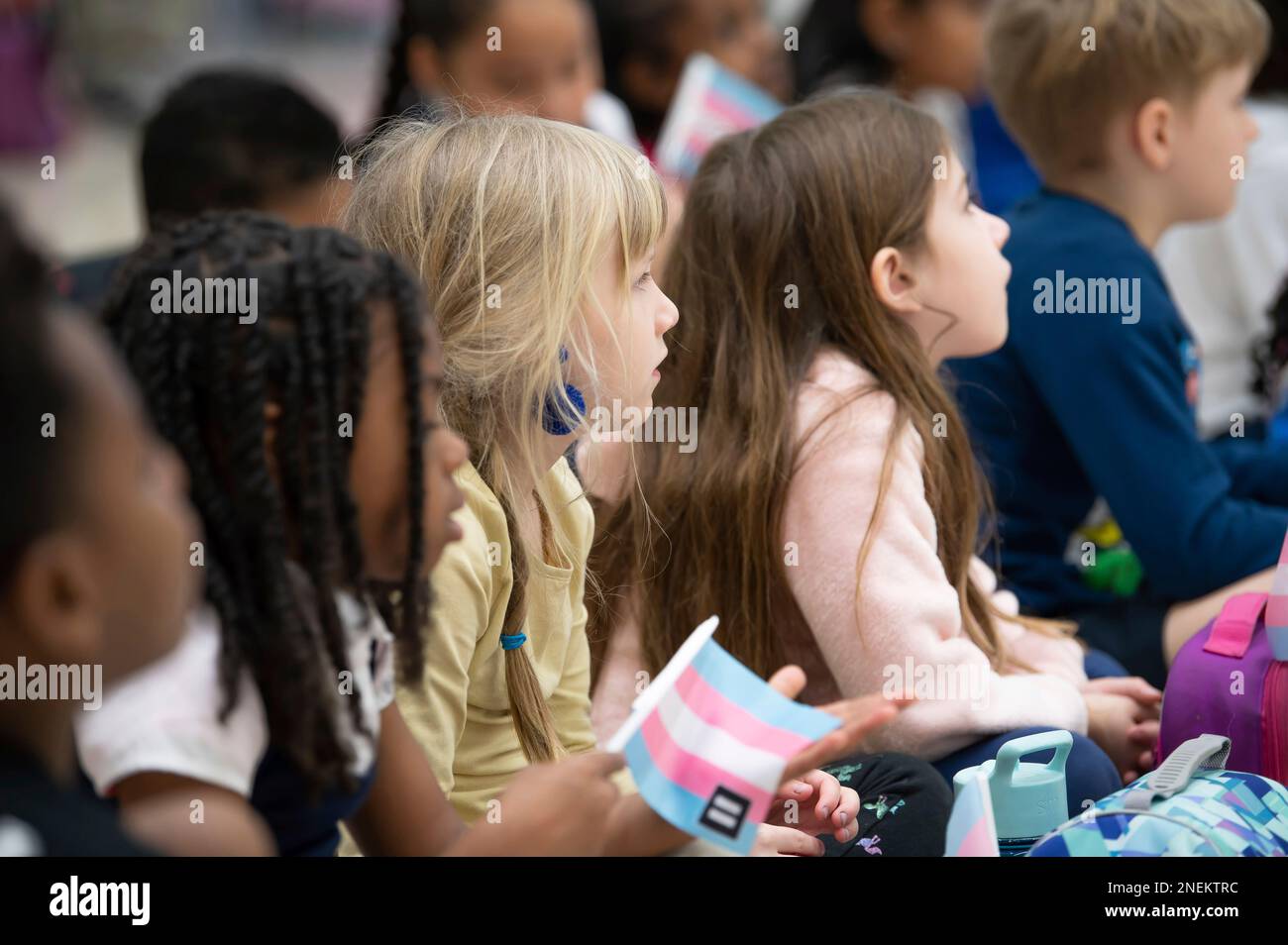 IMAGE DISTRIBUTED FOR HUMAN RIGHTS CAMPAIGN - Students listen to a ...
