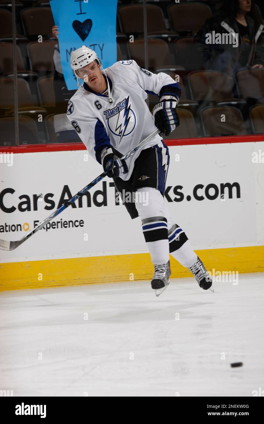 Tampa Bay Lightning defenseman Kurtis Foster warms up before facing the ...