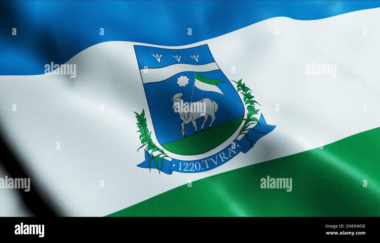 3D Illustration of a waving Hungary city flag of Tura Stock Photo - Alamy