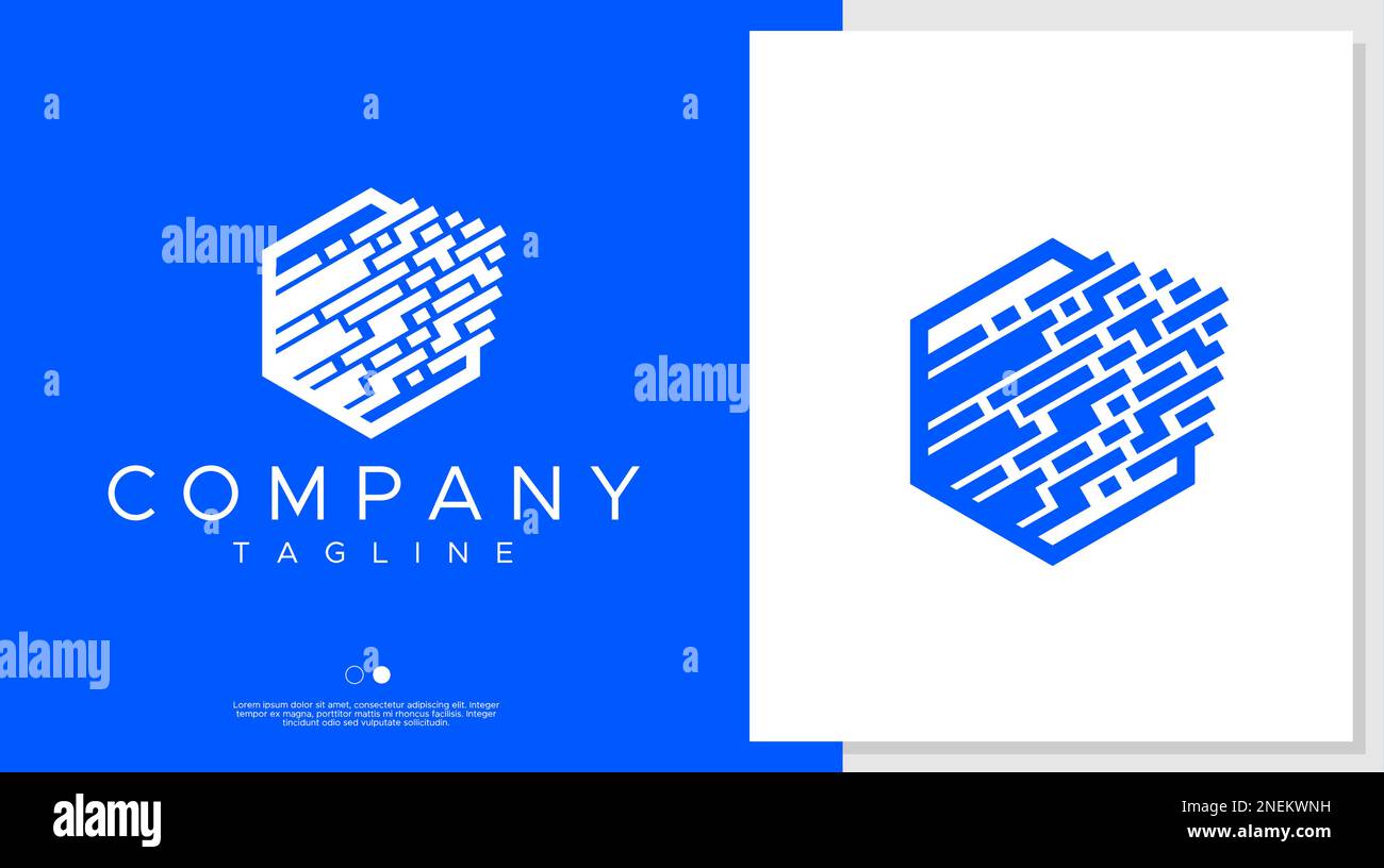 Technology pixel data box logo design. Modern line digital abstract ...