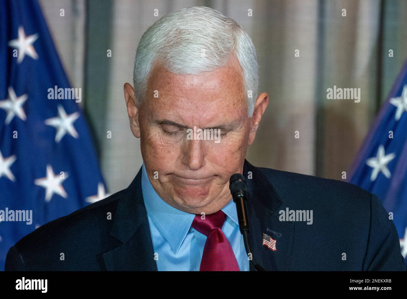 Former Vice President Mike Pence pauses while speaking at a Coolidge ...
