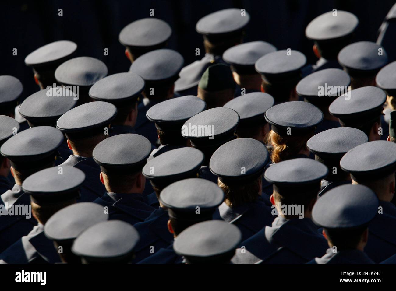 Army cadets take the field in formation before an NCAA college football ...