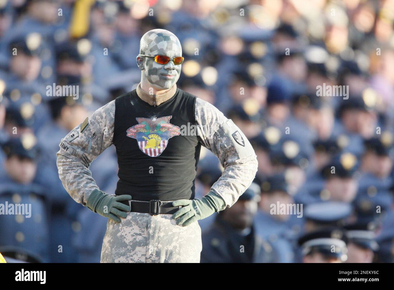 An Army cadet during an NCAA college football game against Navy ...