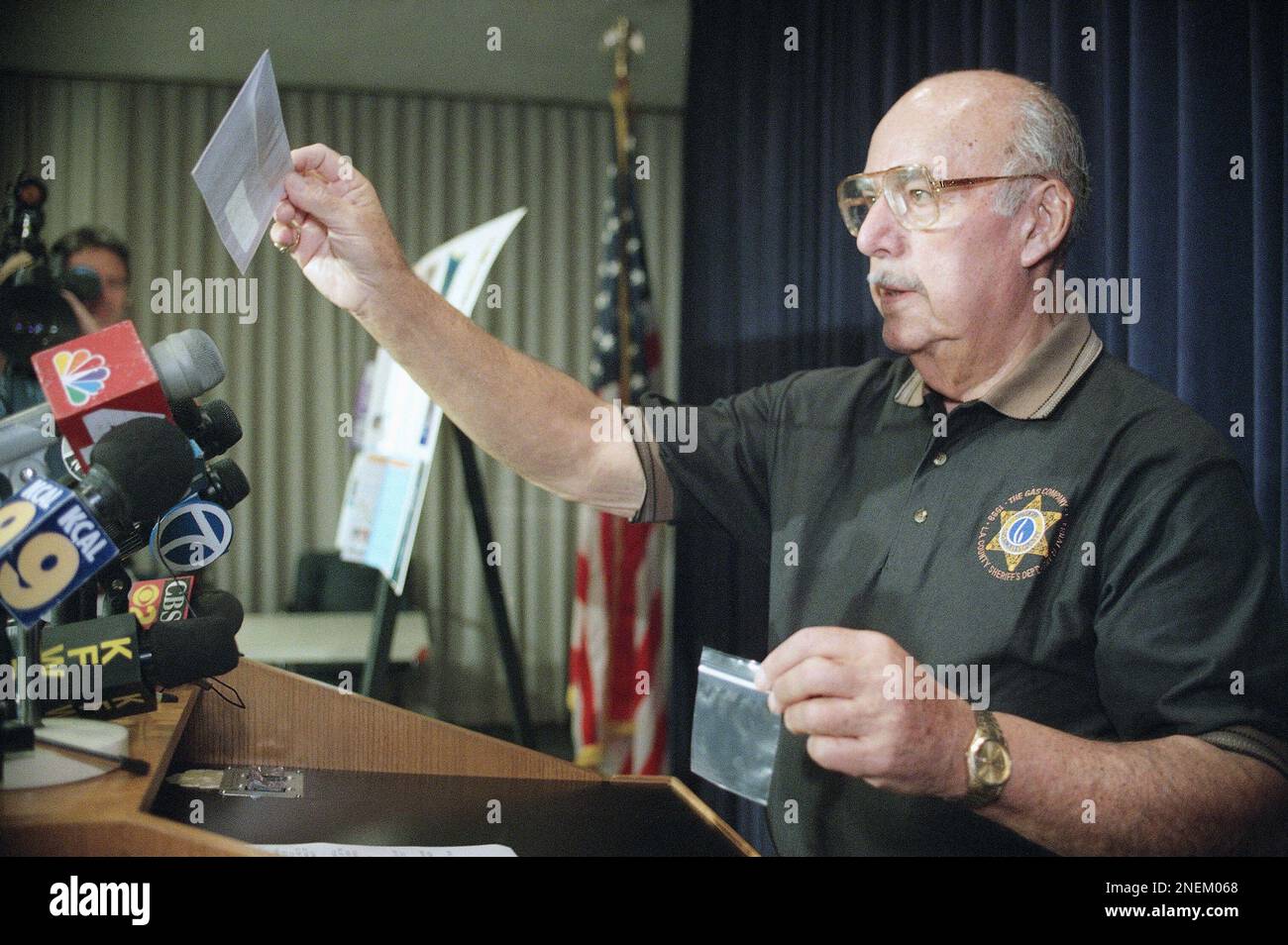 Los Angeles County Sheriff Sherman Block, during a news conference ...