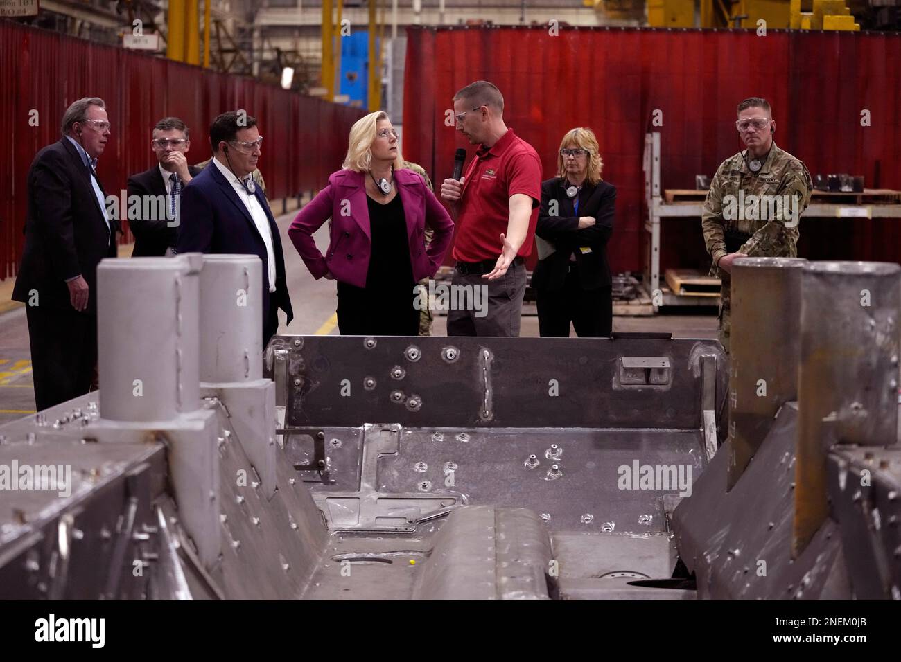 Secretary of the Army Christine Wormuth is shown the Stryker vehicle ...