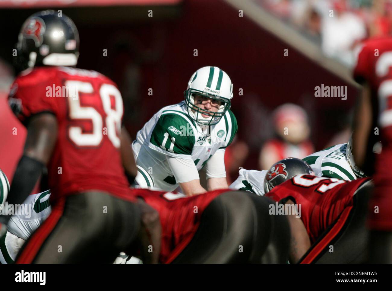 New York Jets quarterback Kellen Clemens (11) during an NFL football ...