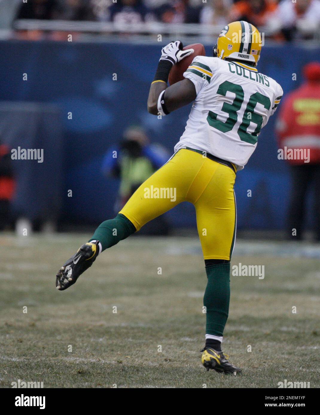 Green Bay Packers safety Nick Collins (36) makes a catch during the ...