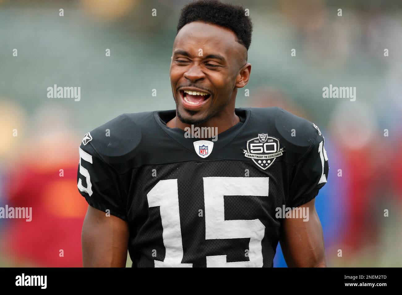 Oakland Raiders wide receiver Johnnie Lee Higgins (15) before an NFL ...