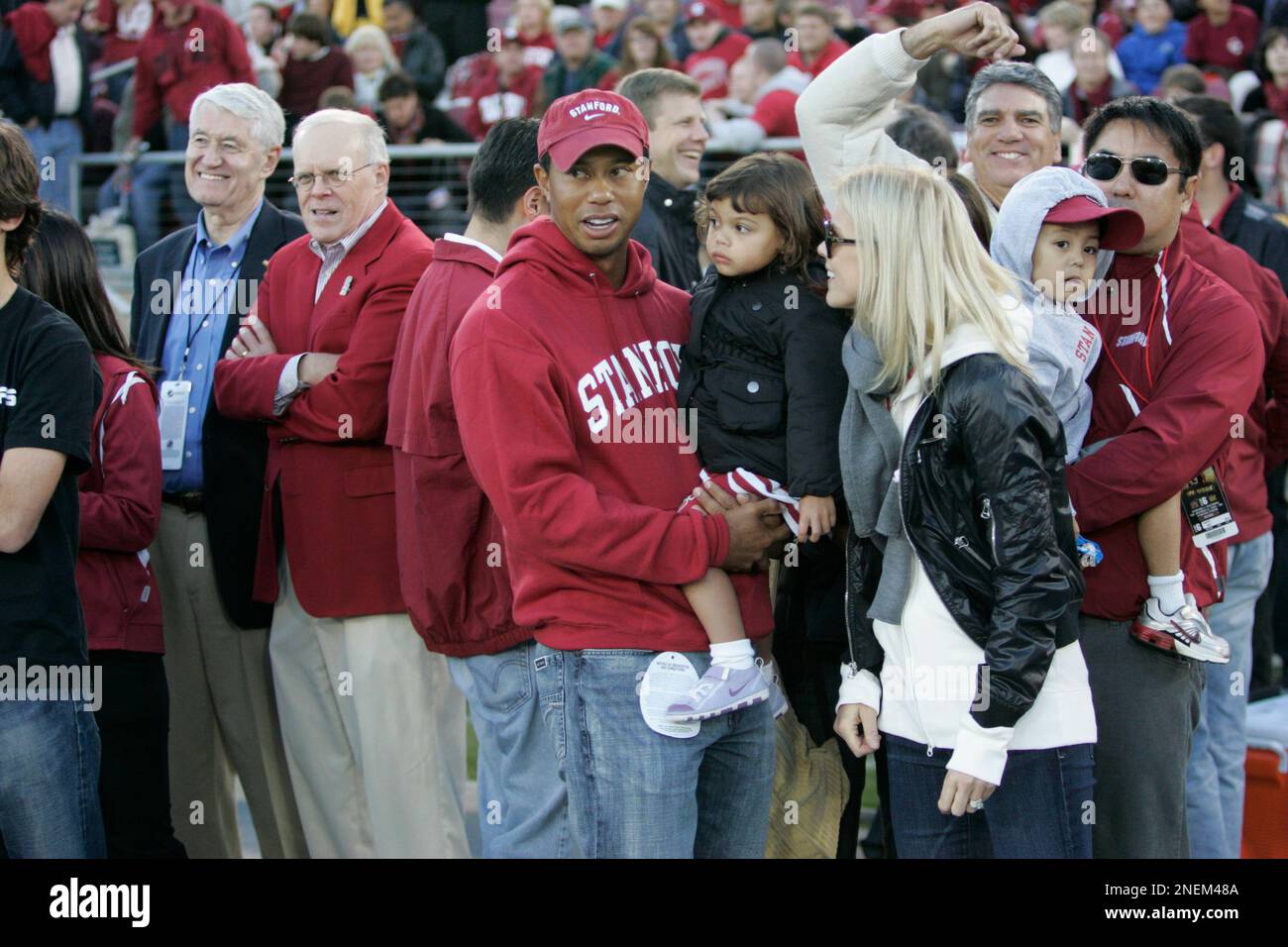 Tiger Woods, daughter Sam Woods and wife Elin Nordegrenbefore a NCAA ...