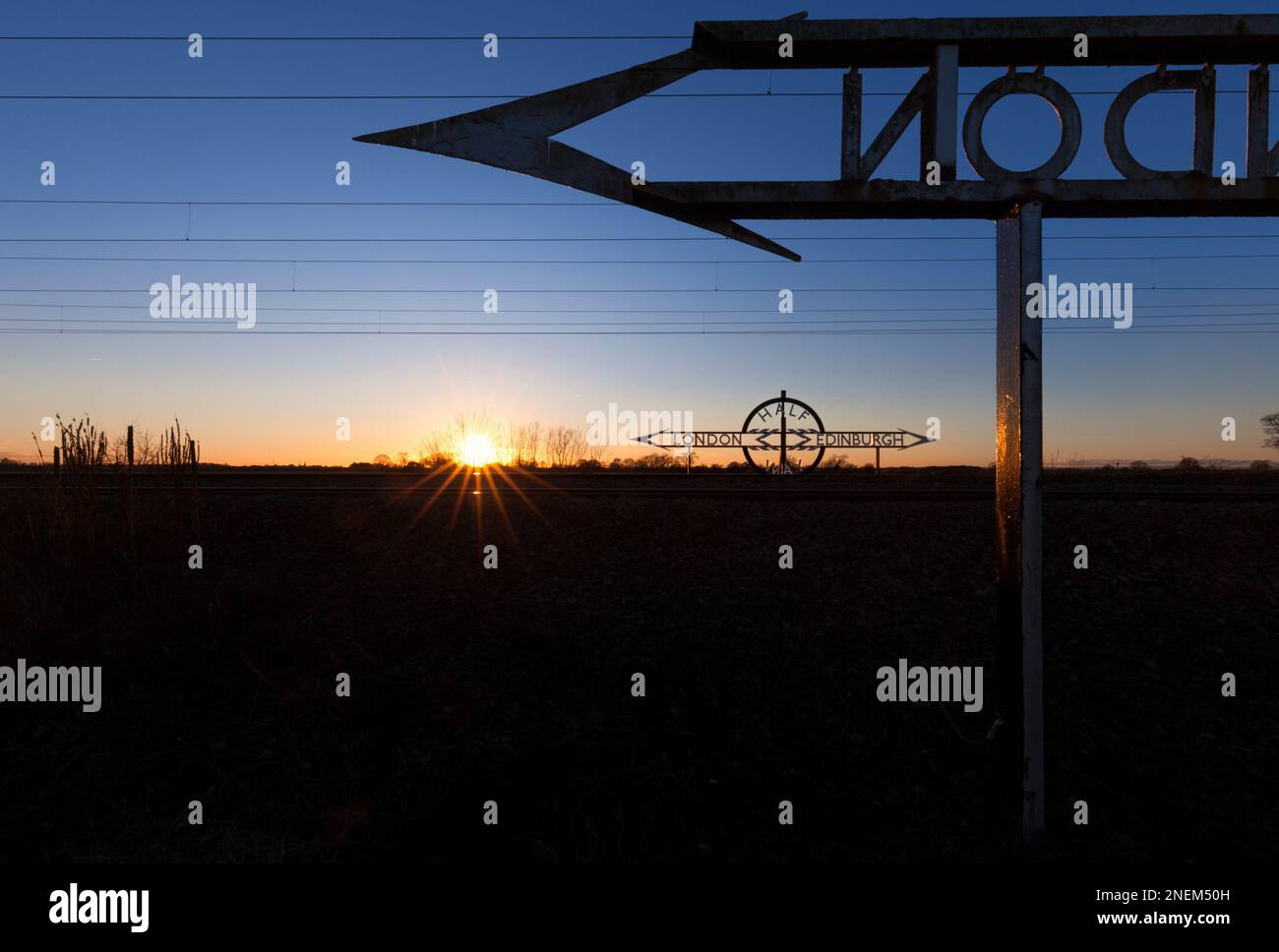 East coast mainline half way sign hi-res stock photography and images ...