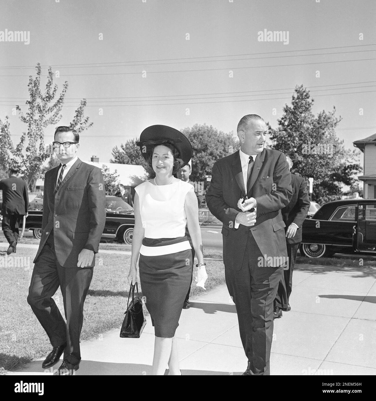President Lyndon B. Johnson and his wife Lady Bird attended church at ...