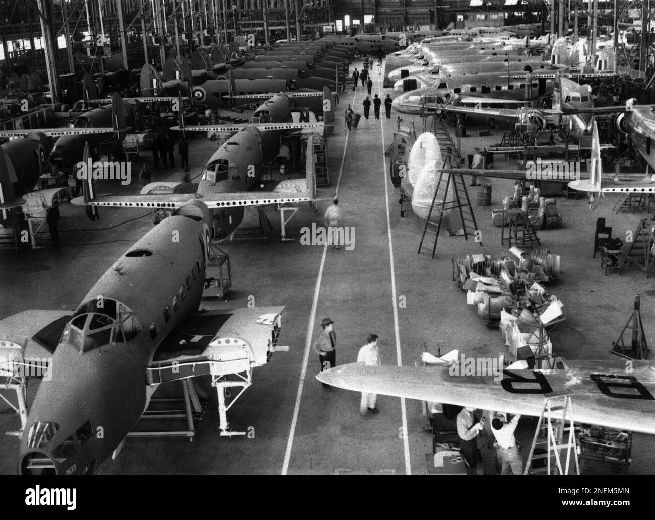 One section of the huge assembly plant where Hudson bombers are being ...