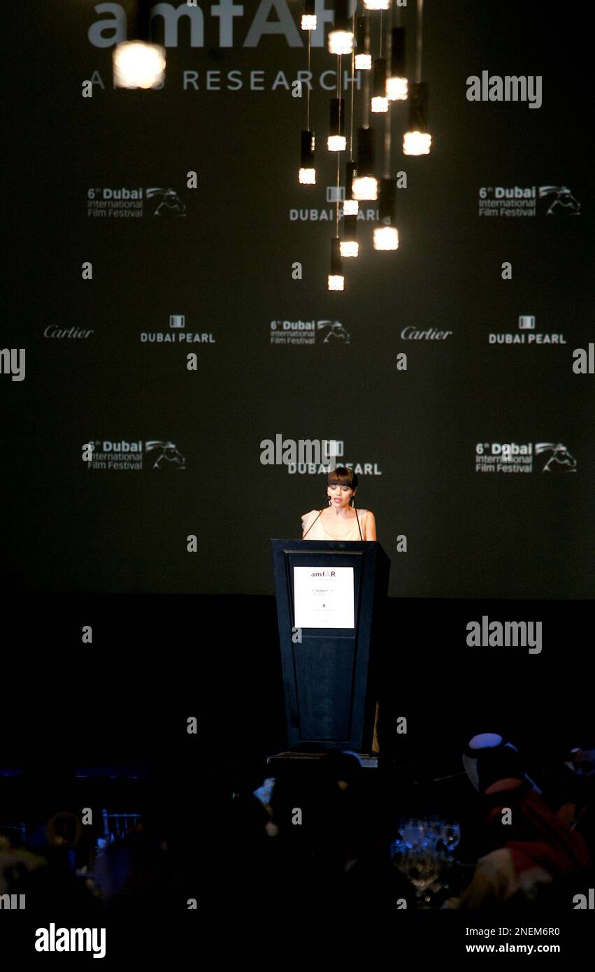 U.S. actress Christina Ricci delivers a speech at the amfAR Cinema ...