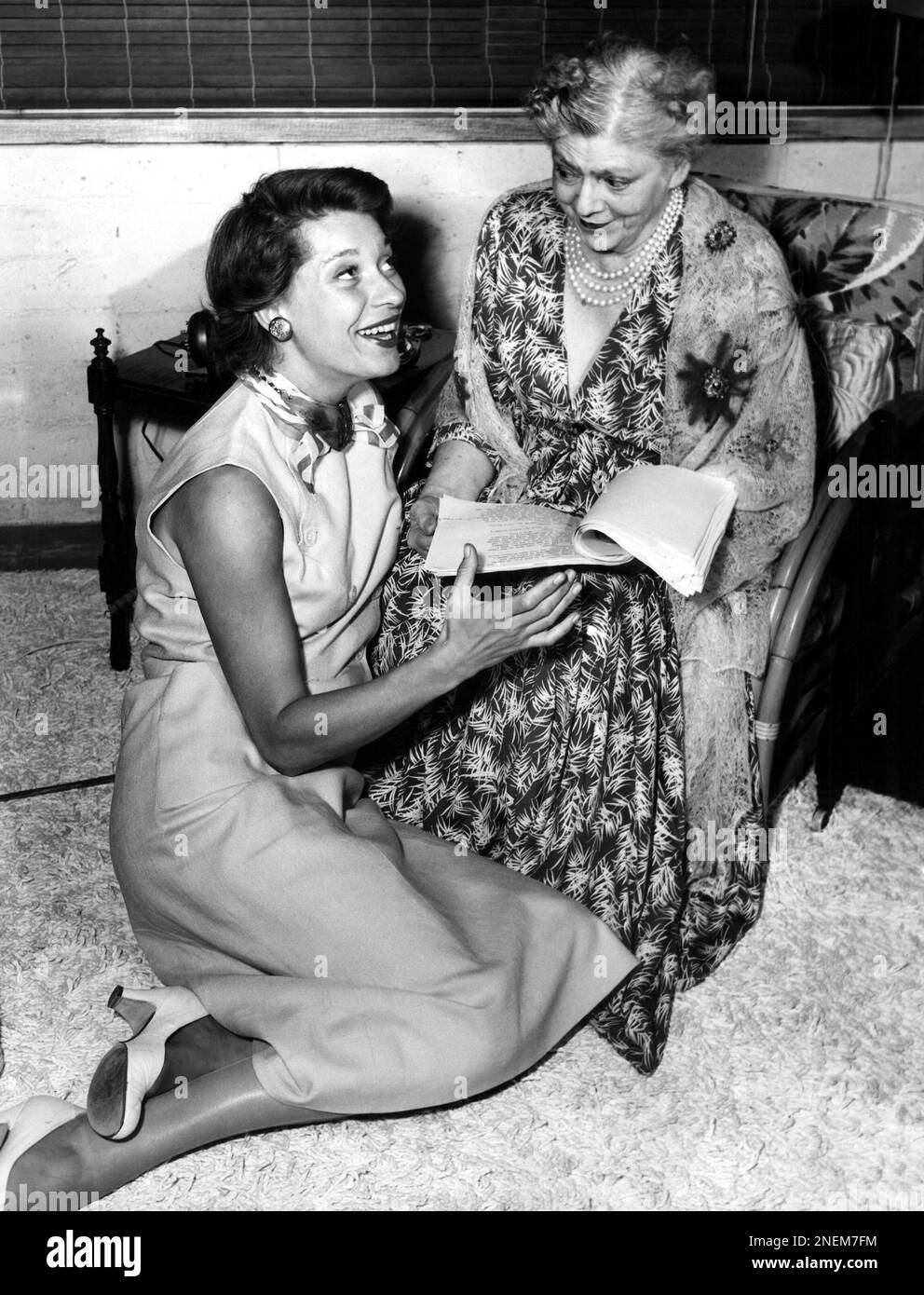 Ethel Barrymore, first lady of the theater, coaches Carol Channing, a ...