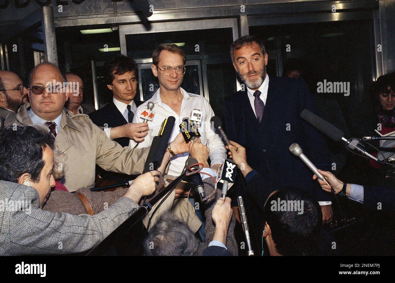 Accused ?subway vigilante? Bernhard Goetz, left, pauses with his ...