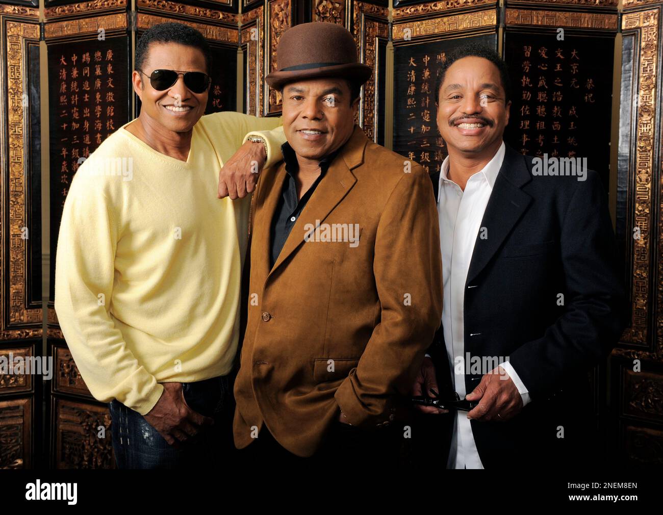 From left, brothers Jackie Jackson, Tito Jackson and Marlon Jackson ...
