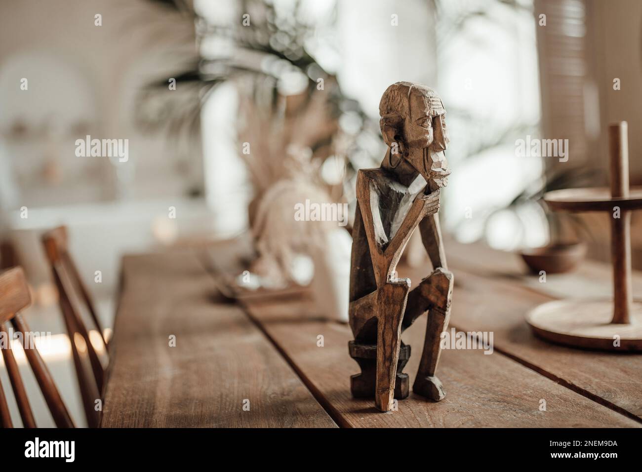 Soft native hues organic shapes look of living room to wood accents in ...