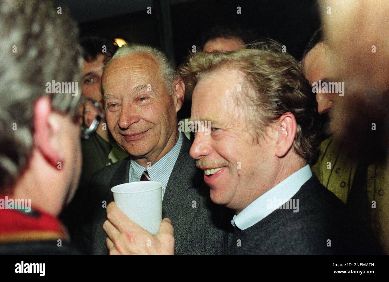 Czechoslovak President Vaclav Havel, right, and Chairman of the Federal ...