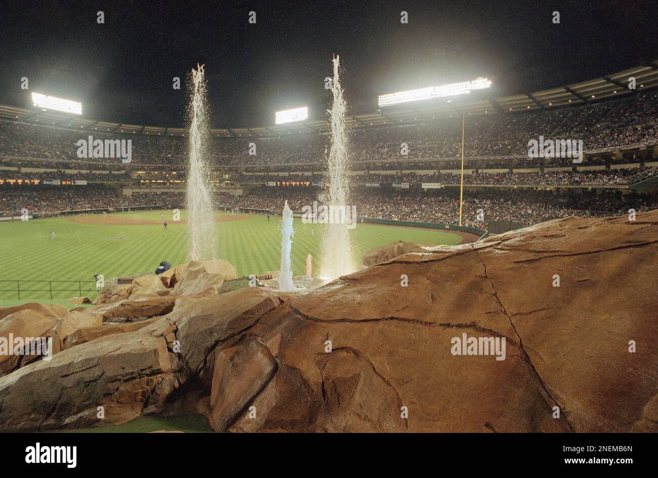 The view from the rock fountain at Edison International Field is shown ...