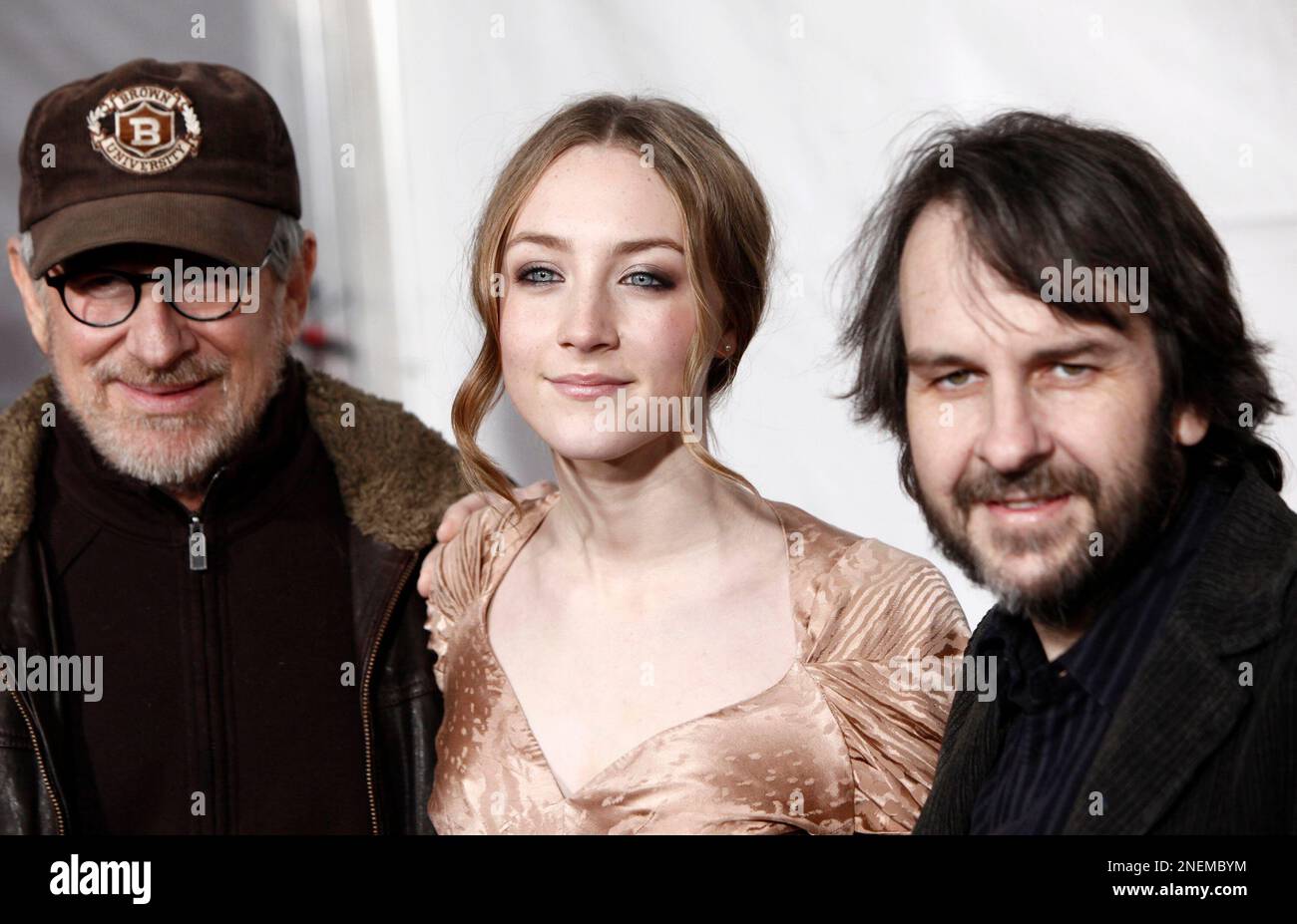 Producer Steven Spielberg, left, cast member Saoirse Ronan, center, and ...