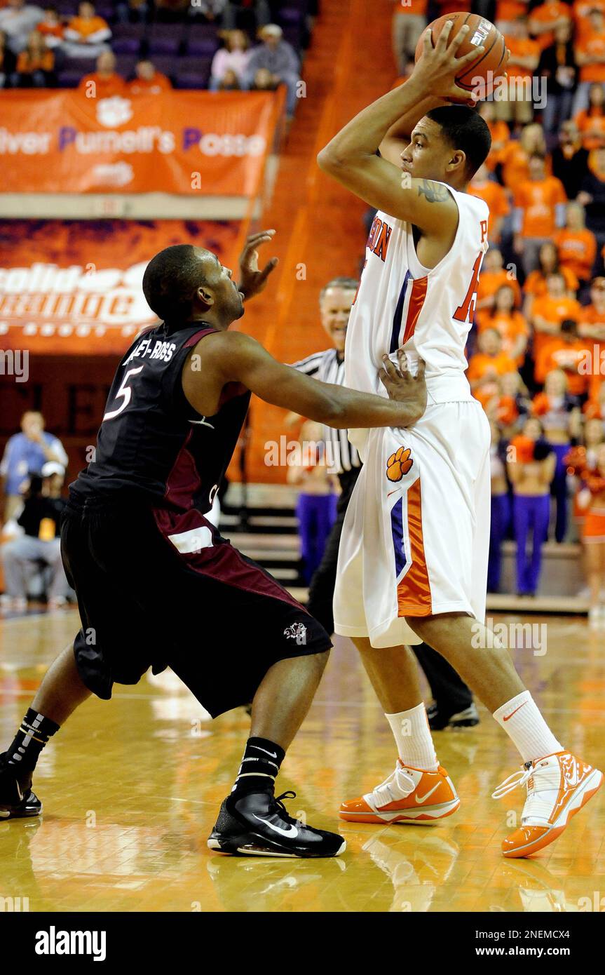 Clemson's Jerai Grant, right, is guarded by South Carolina's Brandis ...