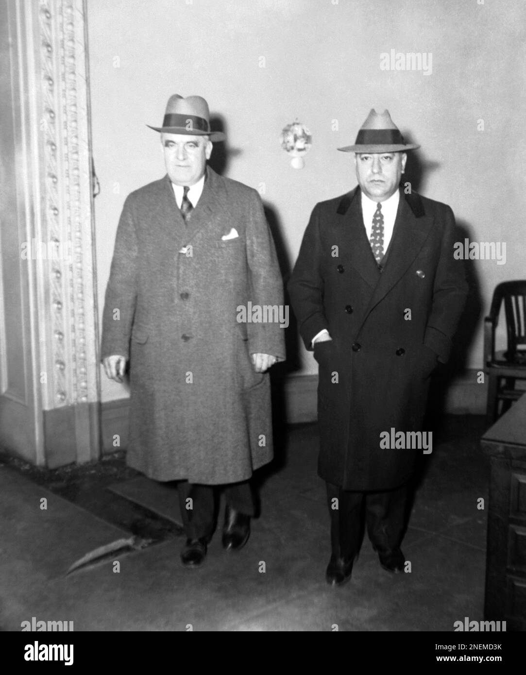 Waxey Gordon, right, leaving the federal court in custody of Marshall ...
