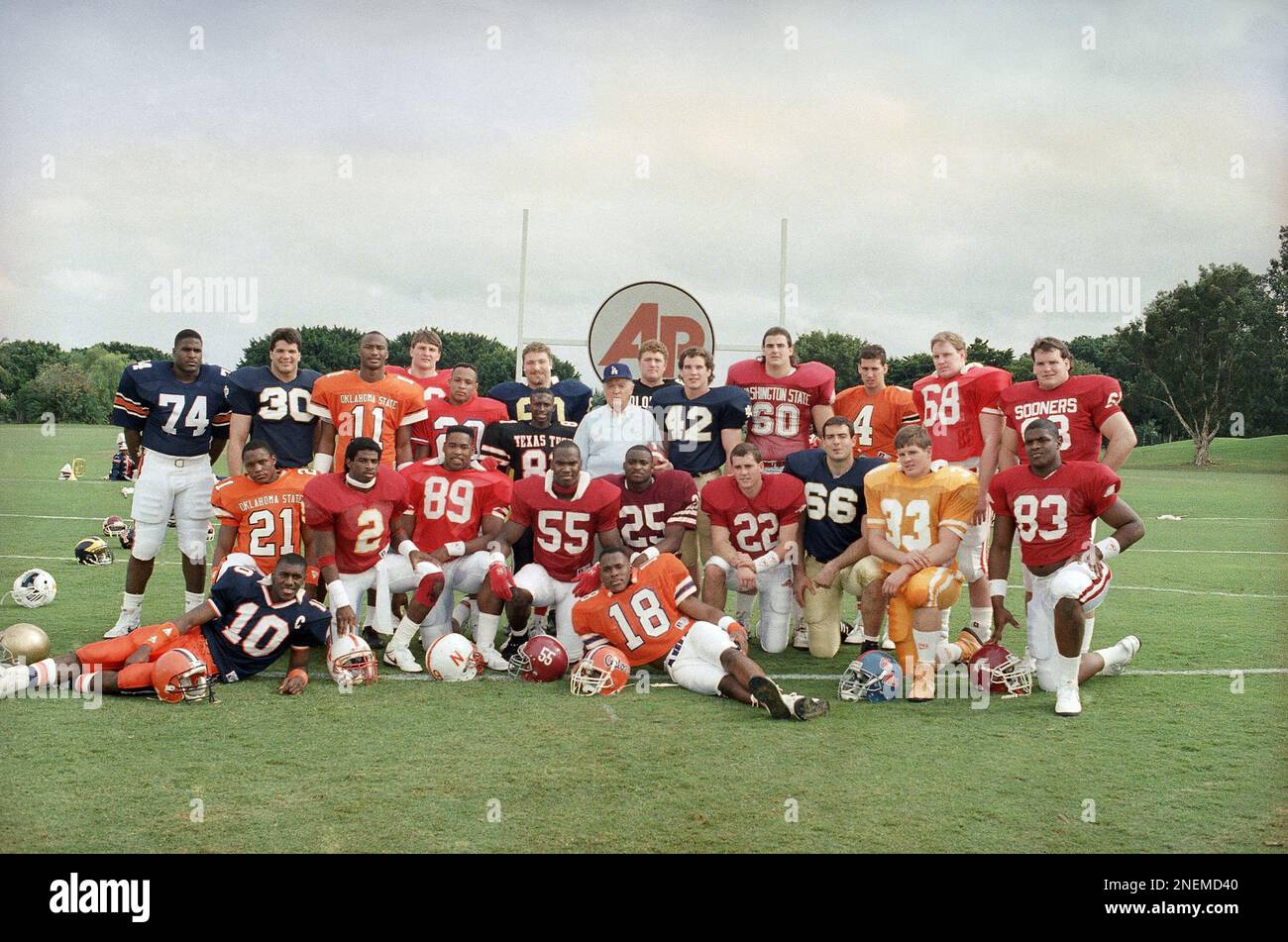 Comedian Bob Hope poses with the Associated Press 1988 All-America ...