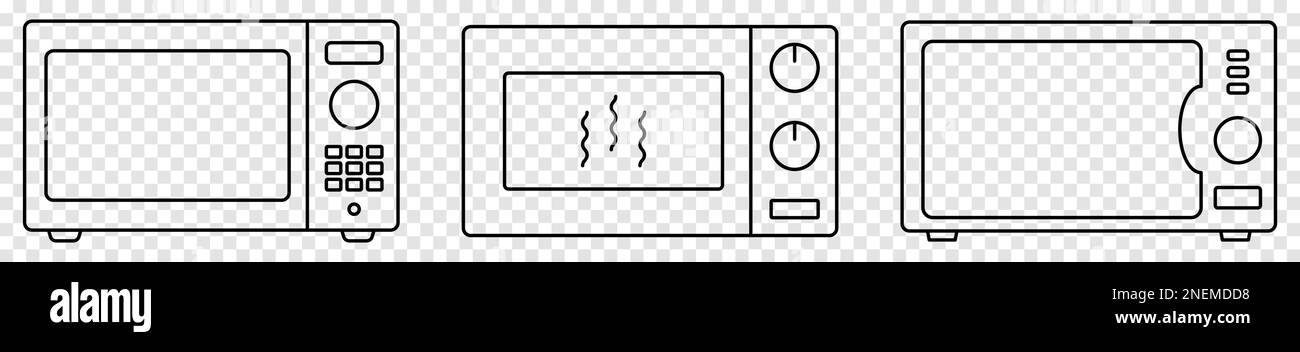 Microwave line icons set. Kitchen equipment. Vector illustration ...