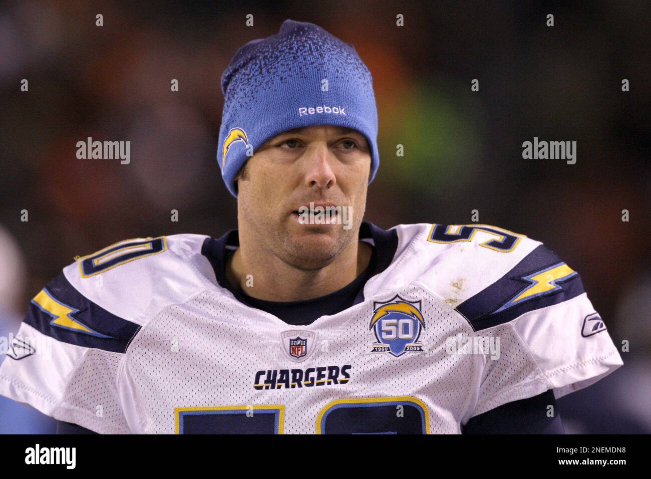 San Diego Chargers center David Binn (50) appears in the team's bench ...