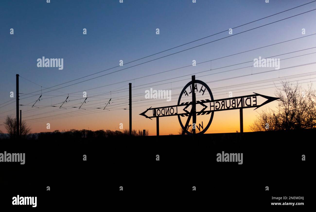 Newton On Ouse (North of York) London to Edinburgh half way sign on the ...