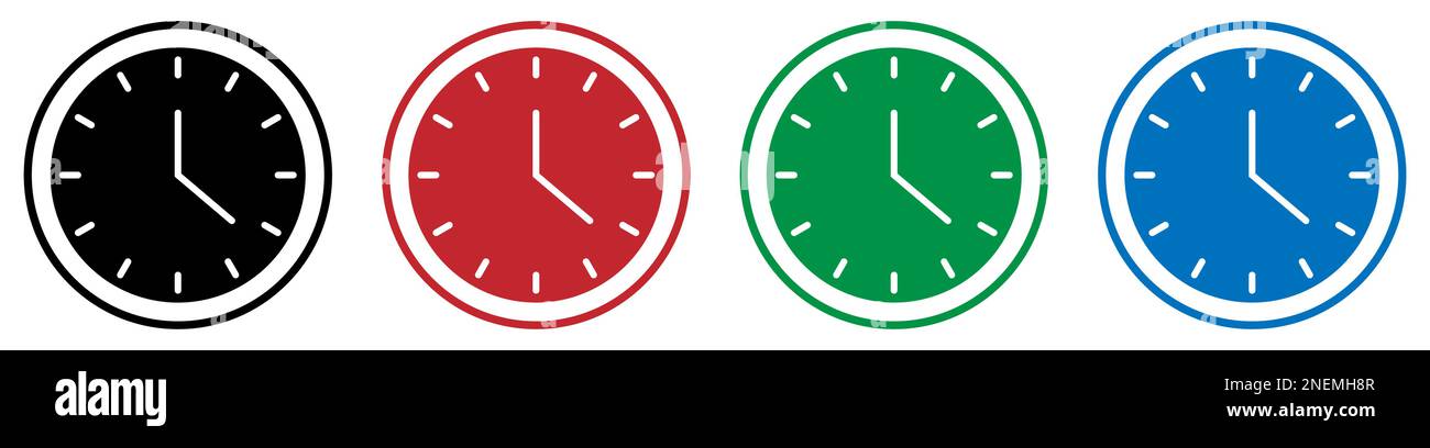 Set of color clock icons. Time symbol. Vector illustration isolated on ...