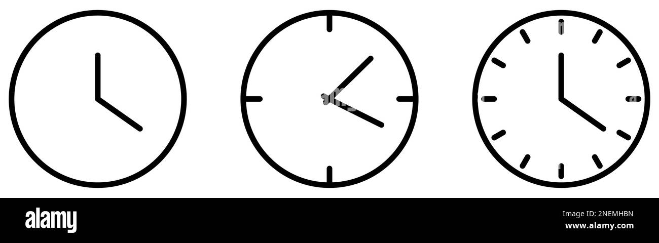 Set of line clock icons. Time symbol. Vector illustration isolated on ...