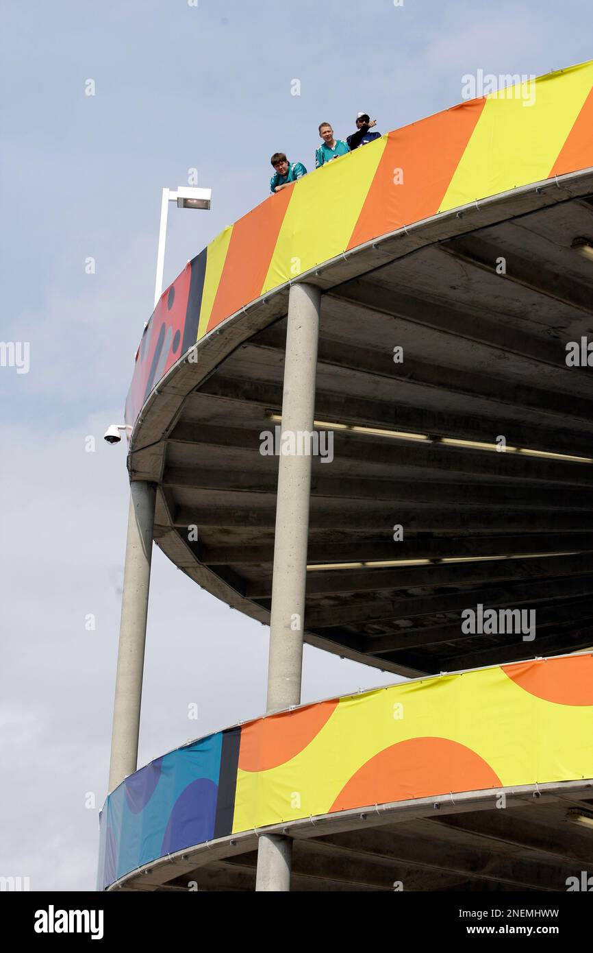 Football fans look out from Land Shark Stadium in Miami, Sunday, Dec. 6 ...