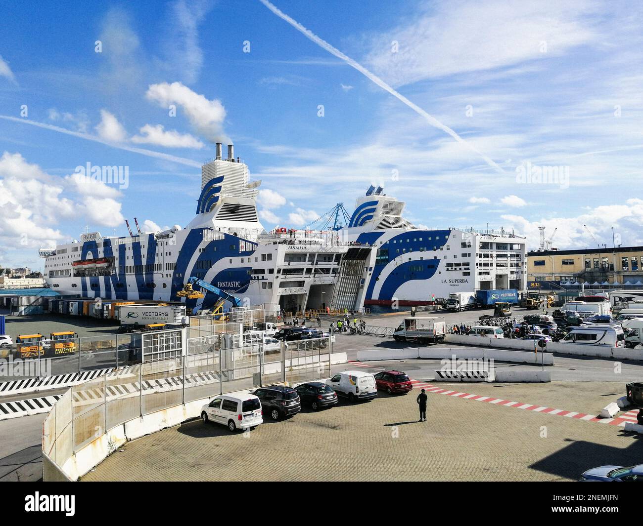 Mediterranean, GNV ferry from Genoa to Tangier, port of Genoa Stock ...