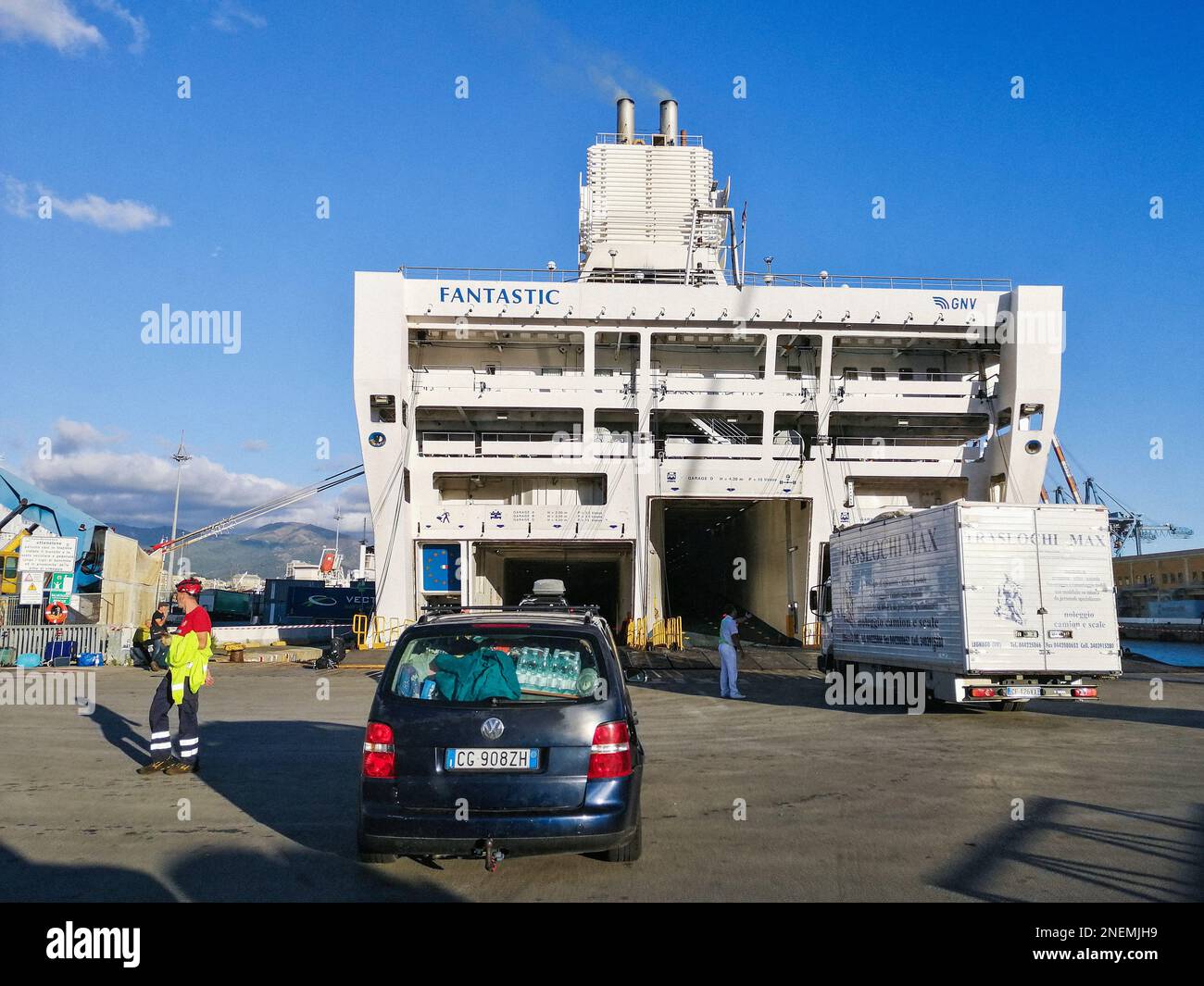 Mediterranean, GNV ferry from Genoa to Tangier, port of Genoa Stock ...
