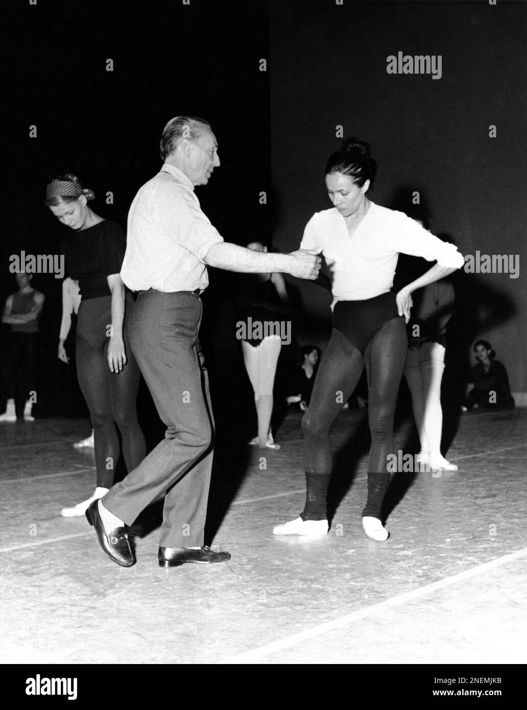 George Balanchine discusses a movement with Maria Tallchief, one of the ...