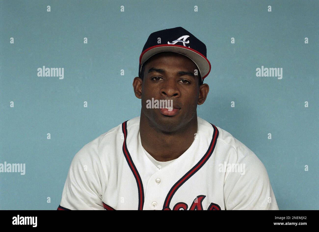 Atlanta Braves Deion Sanders (24) in March 1991. (AP Photo Stock Photo ...
