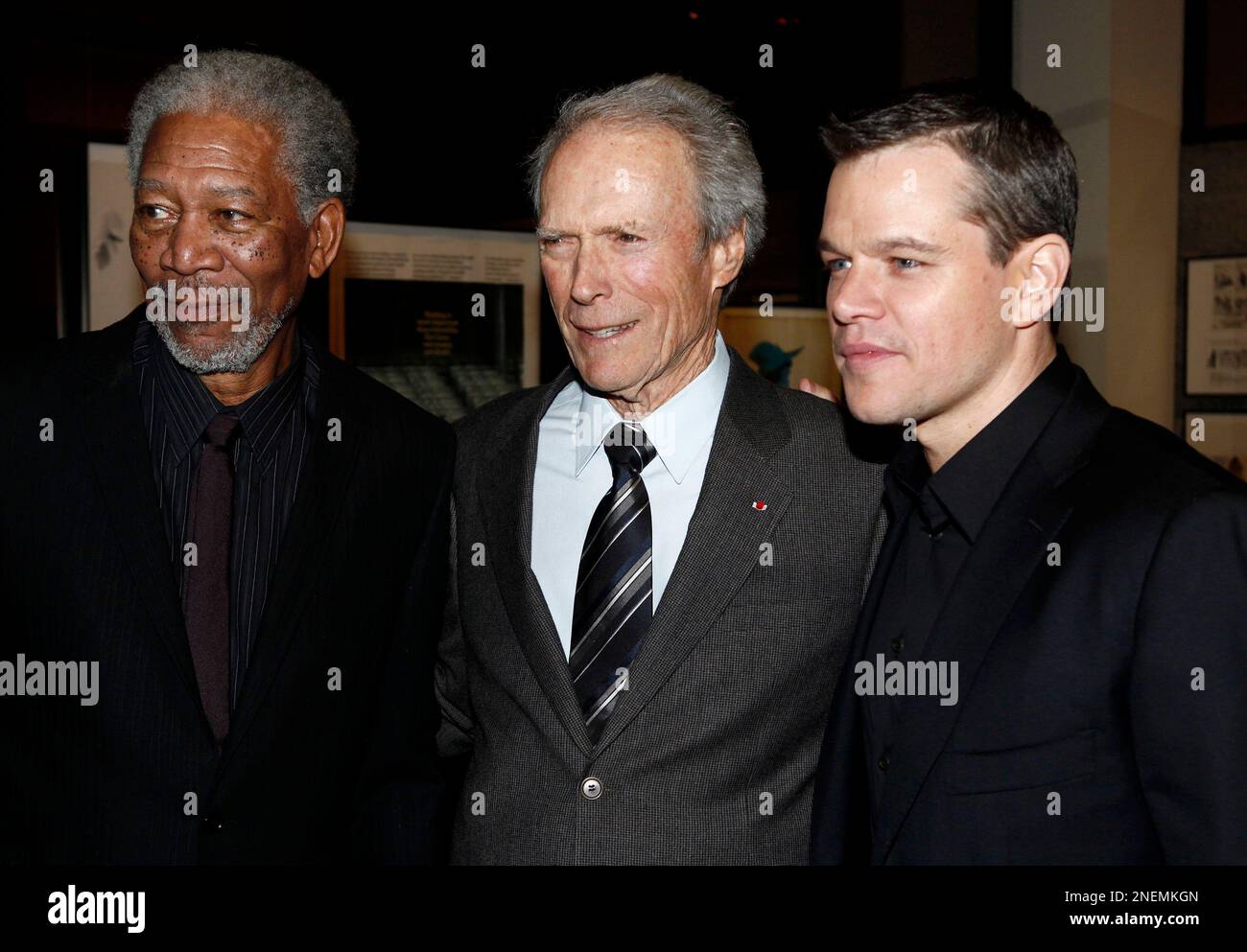 Director Clint Eastwood, center, and cast members Morgan Freeman, left ...