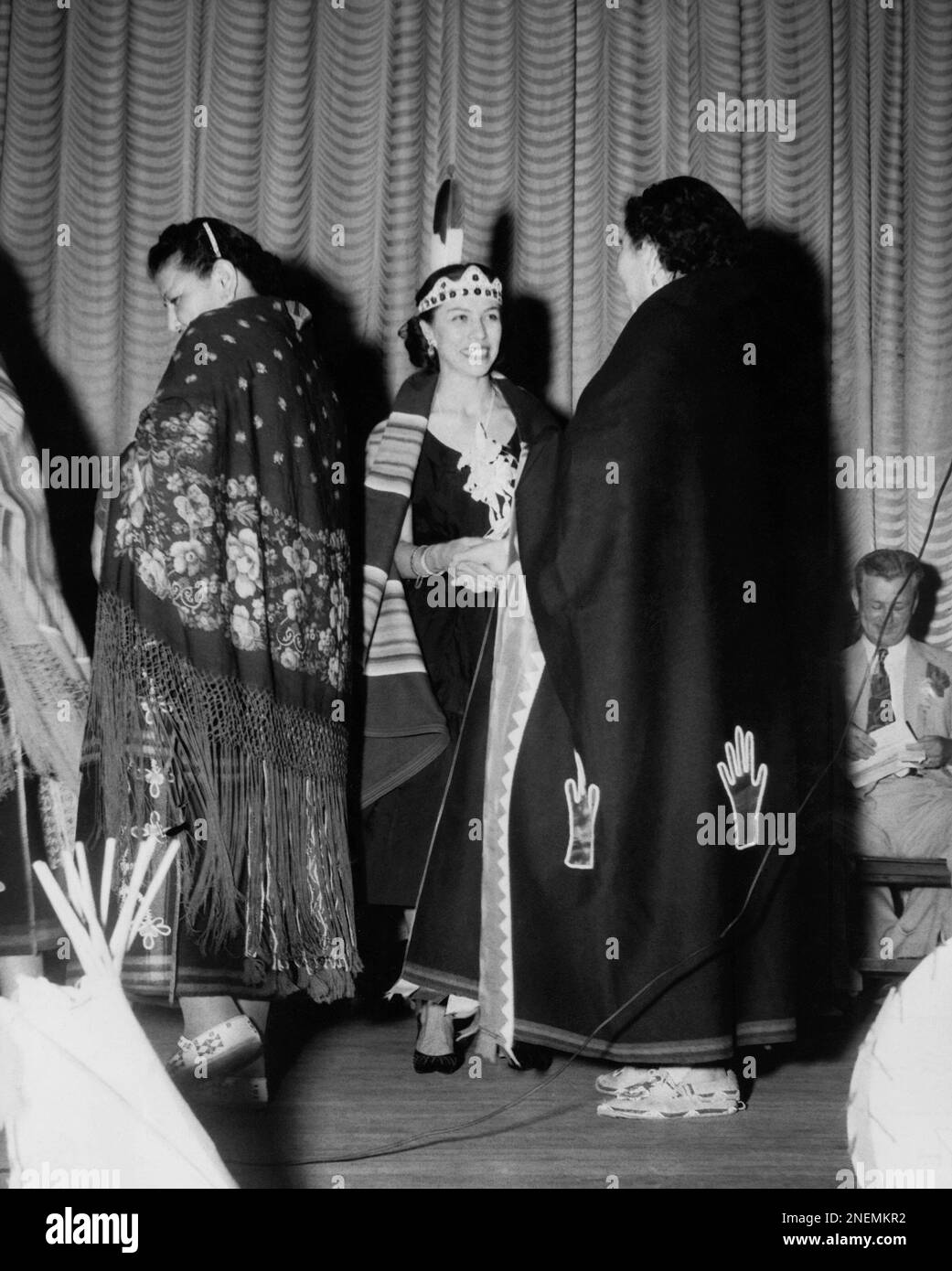 Maria Tallchief, facing camera, with two women of the Osage Tribe on ...