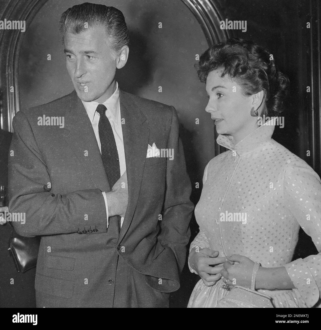 Jean Simmons and her husband Stewart Granger are seen at the reception ...