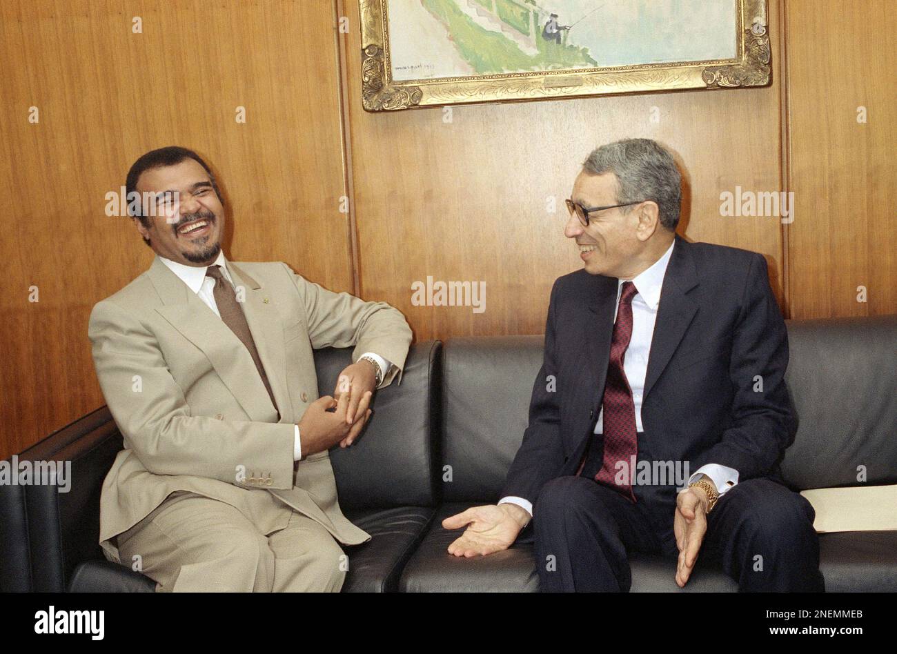 Saudi Ambassador to the U.S. Prince Bandar Bin Sultan, left, laughs ...