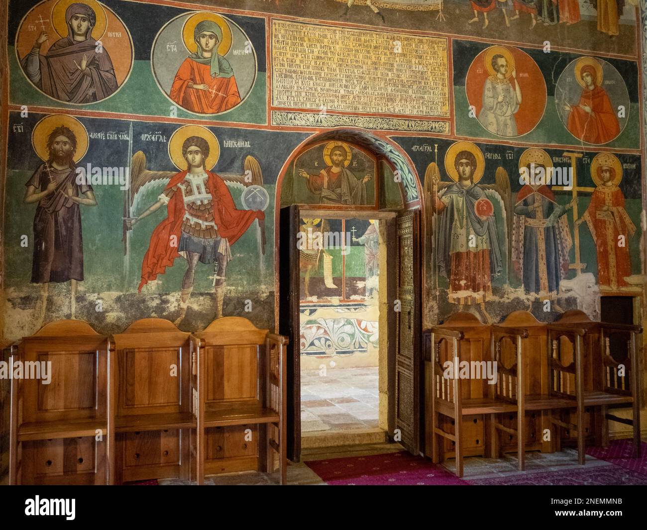 Wall fresco from the Church of the Assumption of the Holy Mother of God ...