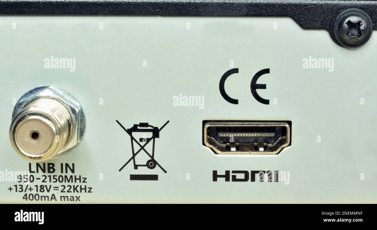 Female LNB jack for antenna cable and HDMI port Stock Photo - Alamy